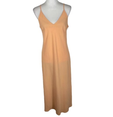 A New Day Slip Dress Womens Small Peach Solid Adjustable Strap V Neck ...