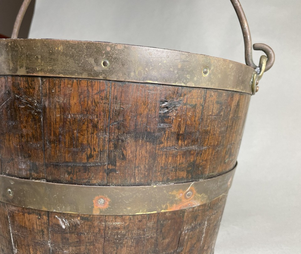 RUSTIC WOODEN & COPPER CAULDRON BUCKET POT URN | eBay