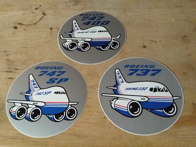 3 Original Boeing 747 737 400 sp Round Stickers 4" Diameter | eBay