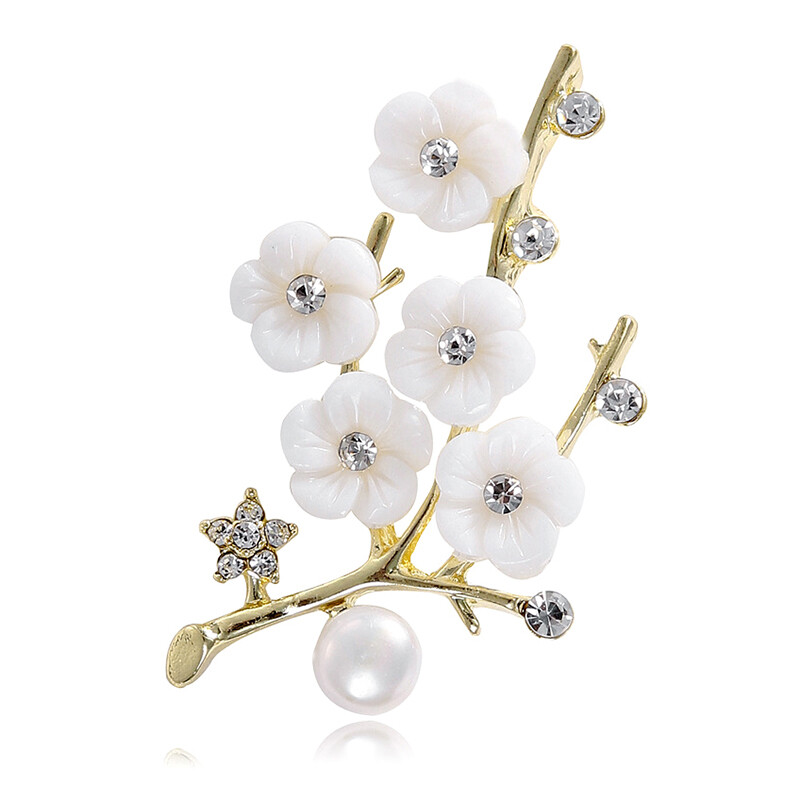 Plum Blossom Brooches Pins For Women Vintage Flower Brooch For Wedding ...