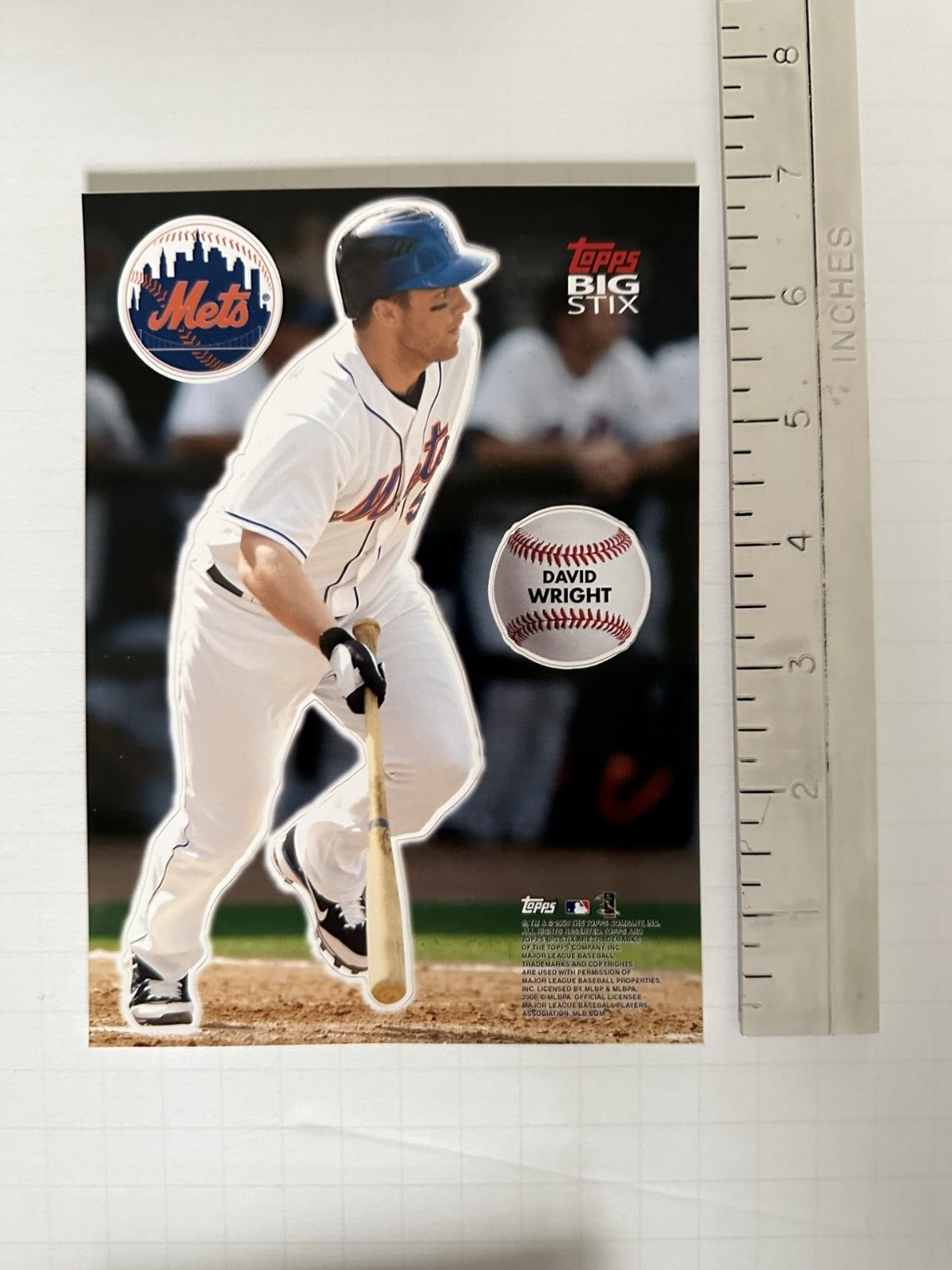 David Wright TOPPS BIG STIX 2008 New York Mets 5 x 7 Inch, Like Fathead ...