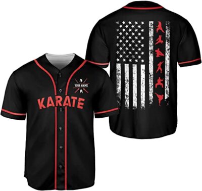 Personalized Karate Baseball Jersey, KarateBoys Men's, KarateAmerican ...