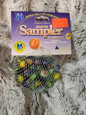 Vintage Glass Mega Marbles Collector Sampler Marbles 10 Oz NOS Net Bag ...