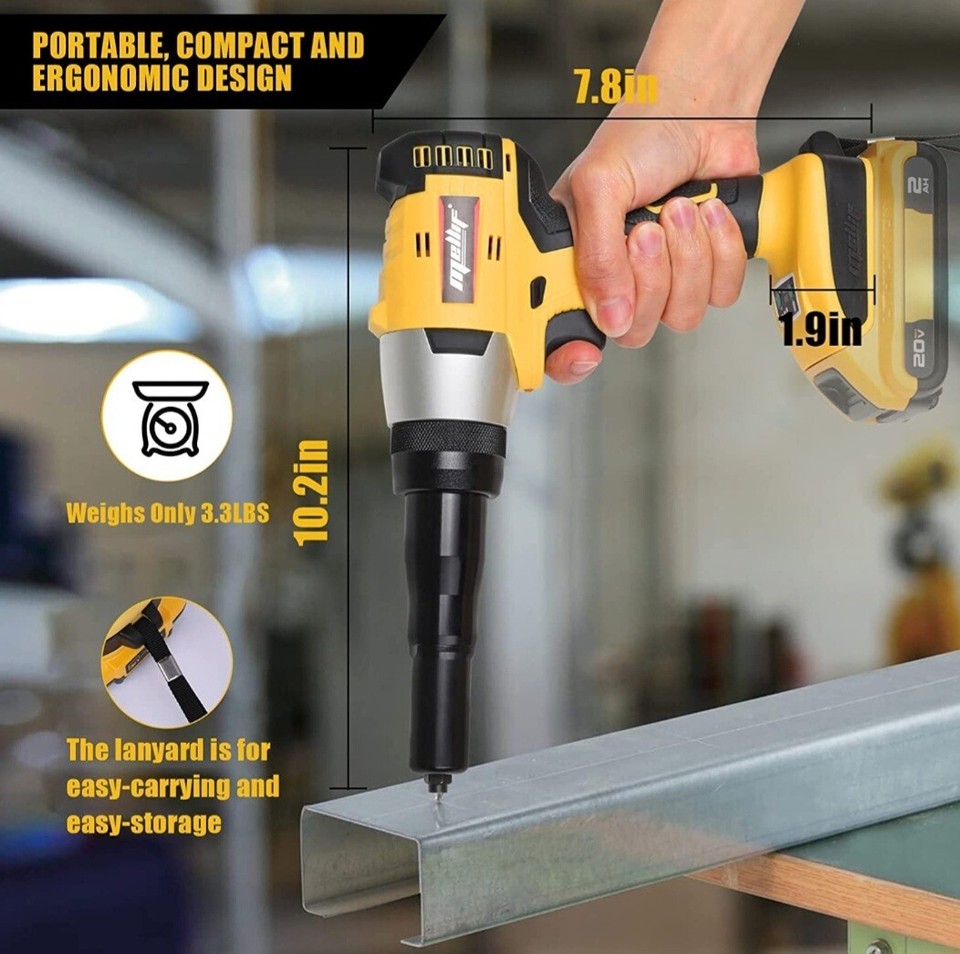 Mellif Cordless Brushless Rivet Gun for Dewalt 20V Max Blind Riveter ...
