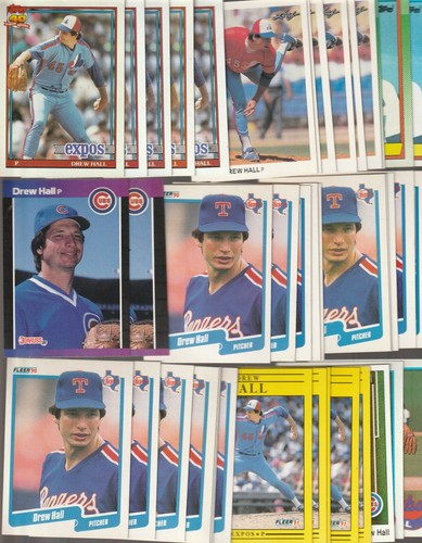 DREW HALL BULK LOT OF 80 BASEBALL CARDS RANGERS CUBS EXPOS LOUISVILLE ...