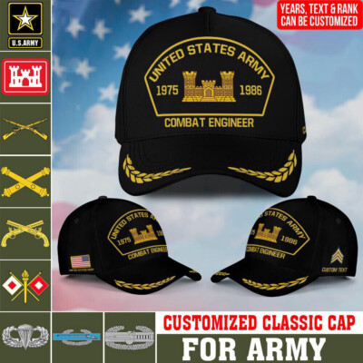 US Army Cap Custom US Army Branches Classic Cap Veteran Military ...