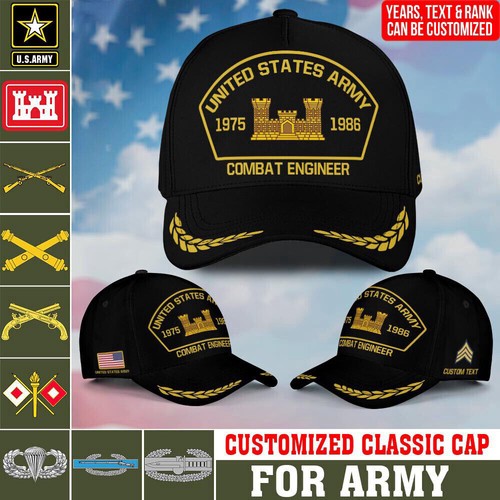 US Army Cap Custom US Army Branches Classic Cap Veteran Military ...