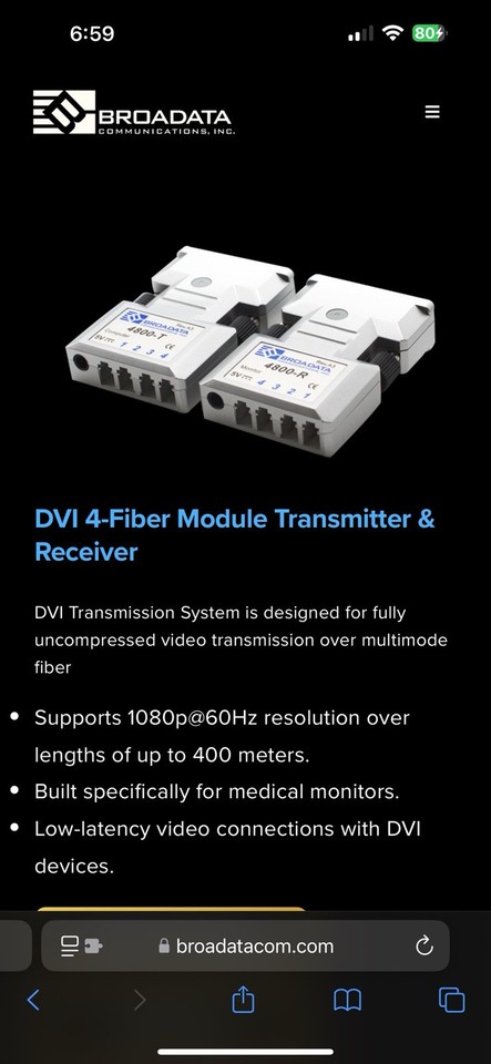 Broadata 4800-R 4800-T Optical DVI Extension Module Set | eBay