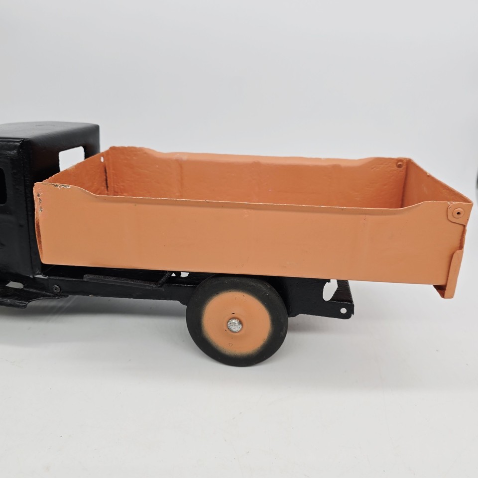 Vintage Buddy L Dump Truck Pressed Steel Junior Line 20" Black Orange ...