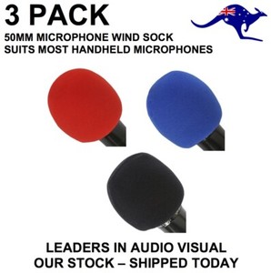 3x Microphone Wind Sock Foam Cover 50mm ID - 3 COLOUR PACK | eBay