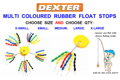DEXTER MULTI COLOUR FLOAT STOPS SEA FISHING TACKLE CARP WAGGLER RUBBER ...