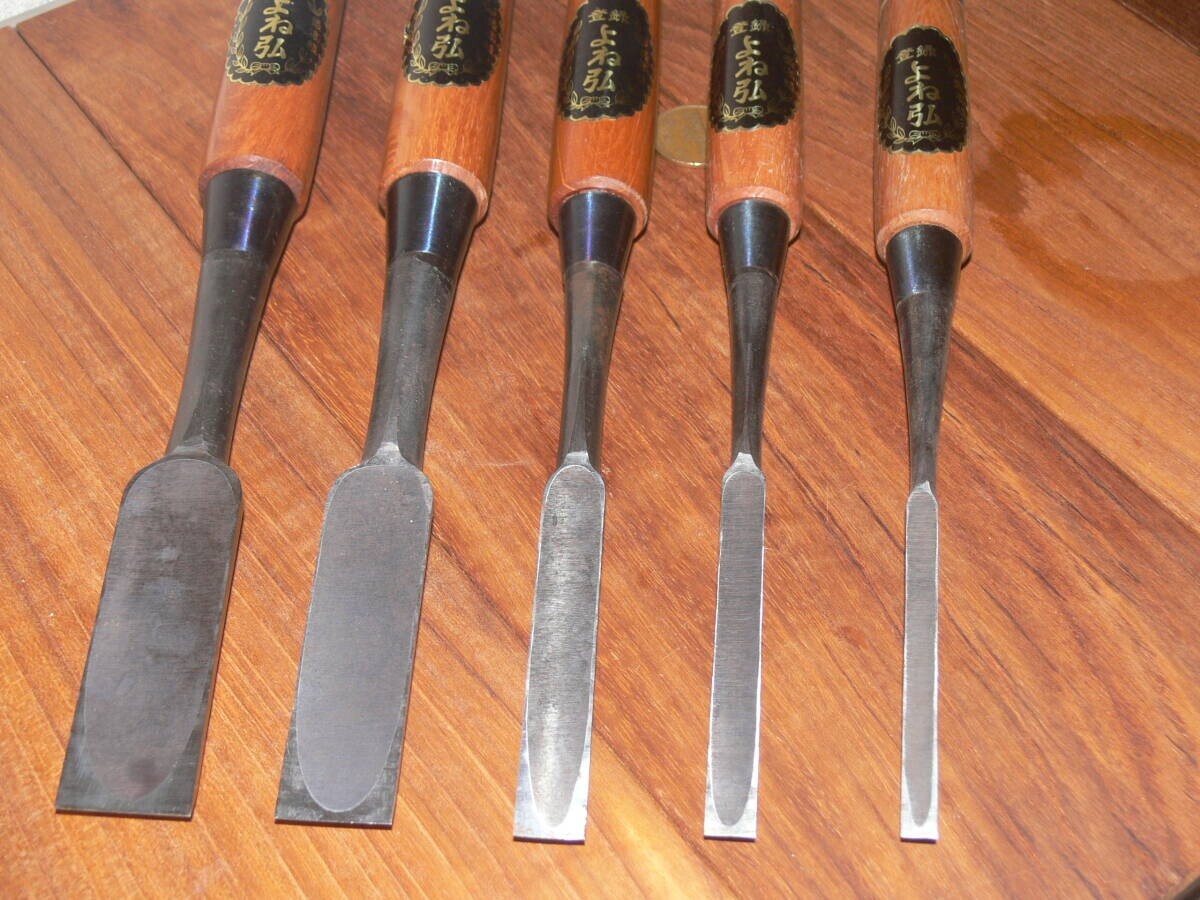 Yonehiro Chu Tataki Nomi Japanese Timber Chisels Set of 5 - 6, 9, 12 ...