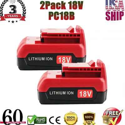 2PACK 18V Lithium Ion Battery FOR Porter Cable 18 Volt PC18B PC18BL ...