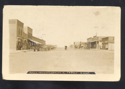 RPPC TURON KANSAS DOWNTOWN MAIN STREET SCENE VINTAGE REAL PHOTO ...