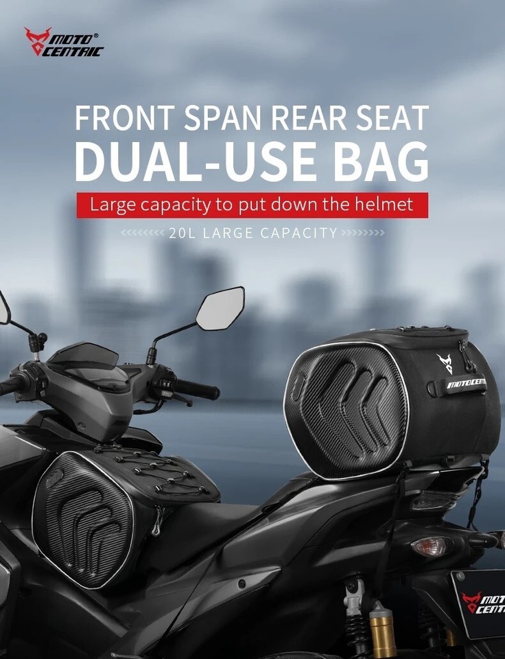 MOTOCENTRIC Motorcycle Back Seat Bags 20L Motorbike Touring Tail Bag ...