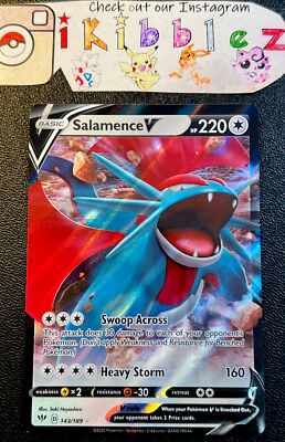 Salamence V 143/189 NM Ultra Rare Full Art Pokemon Card. Free Tracked ...