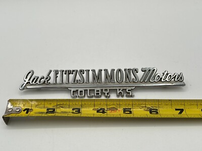 Vintage Metal Dealer Dealership Emblem / Badge Jack Fitzsimmons Motors ...