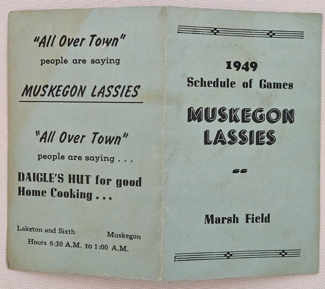 AAGPBL Original Vintage 1949 Schedule of Games for Muskegon Lassies | eBay