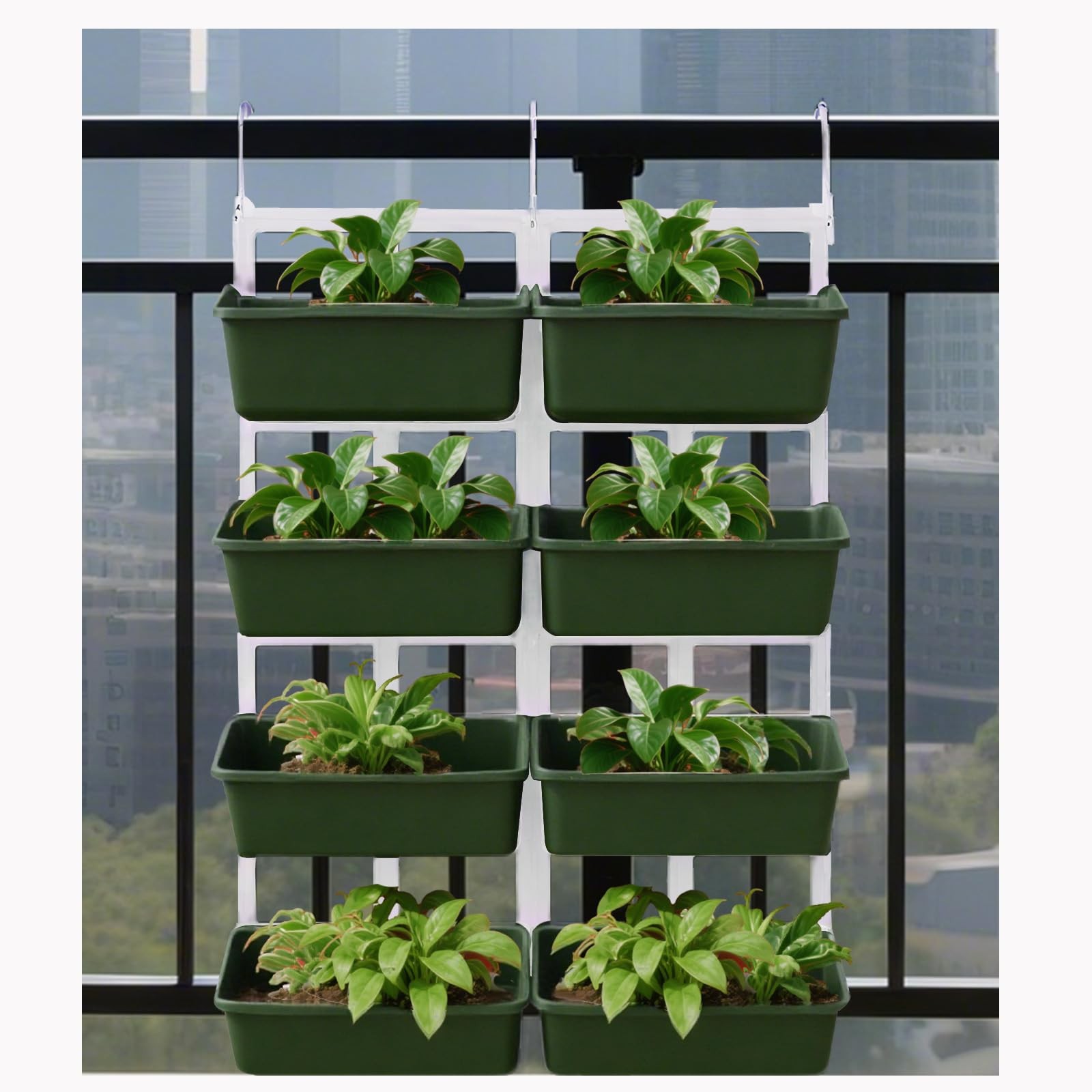 8 Pockets Vertical Garden Wall Planter Raised Flower Bed - 4 Tier Wall ...