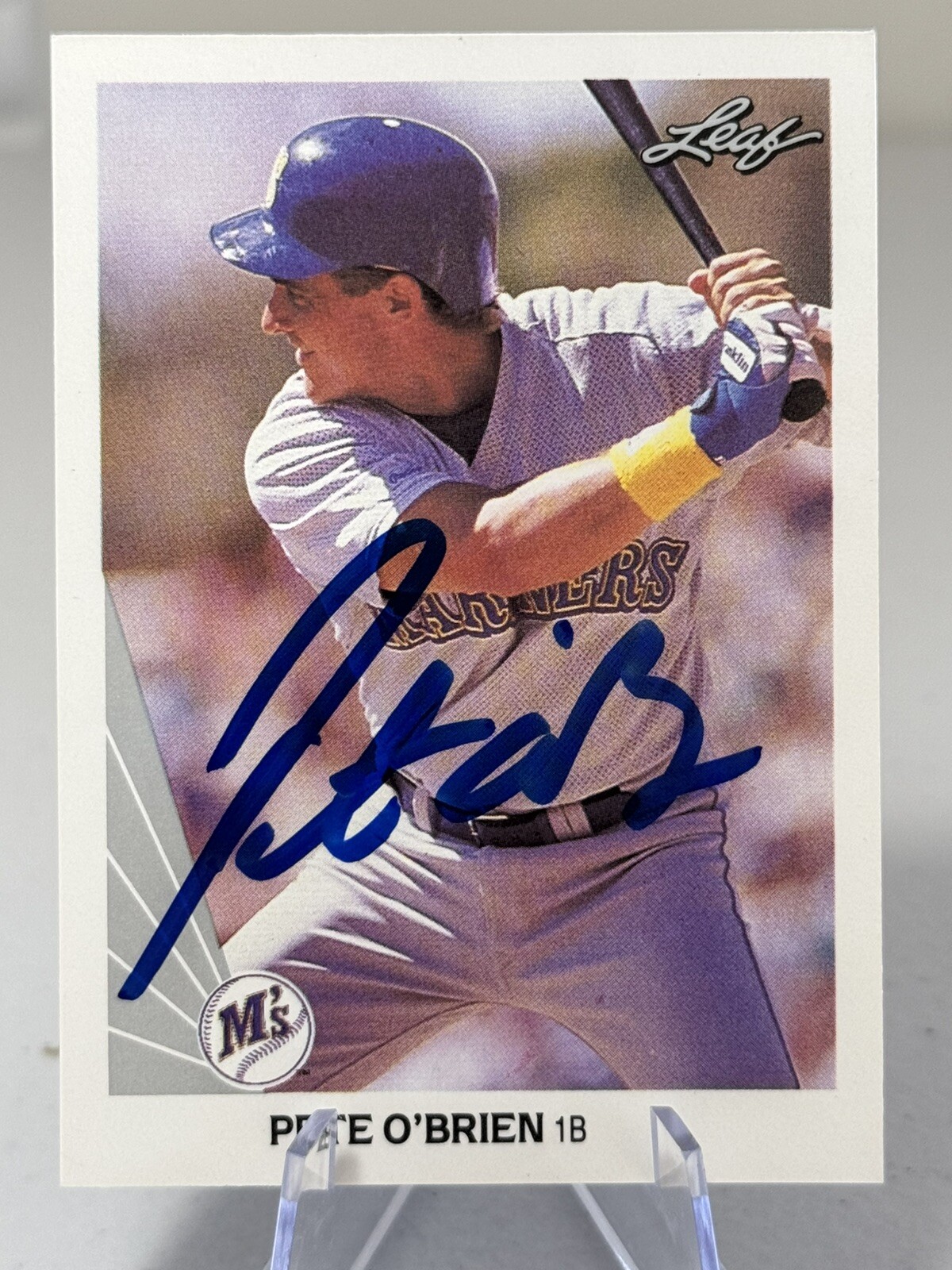 1990 Leaf Baseball #9 PETE O'BRIEN Autograph Seattle Mariners Auto Set ...