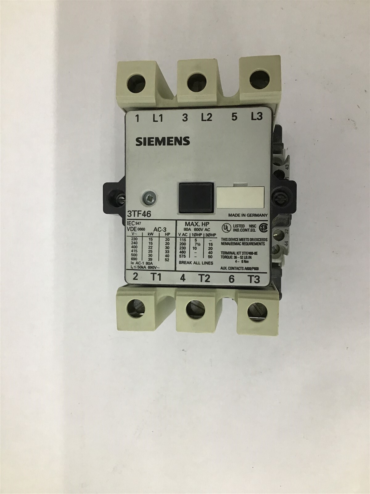 Siemens 3TF46 IEC947 VDE 0660 AC-3 | eBay
