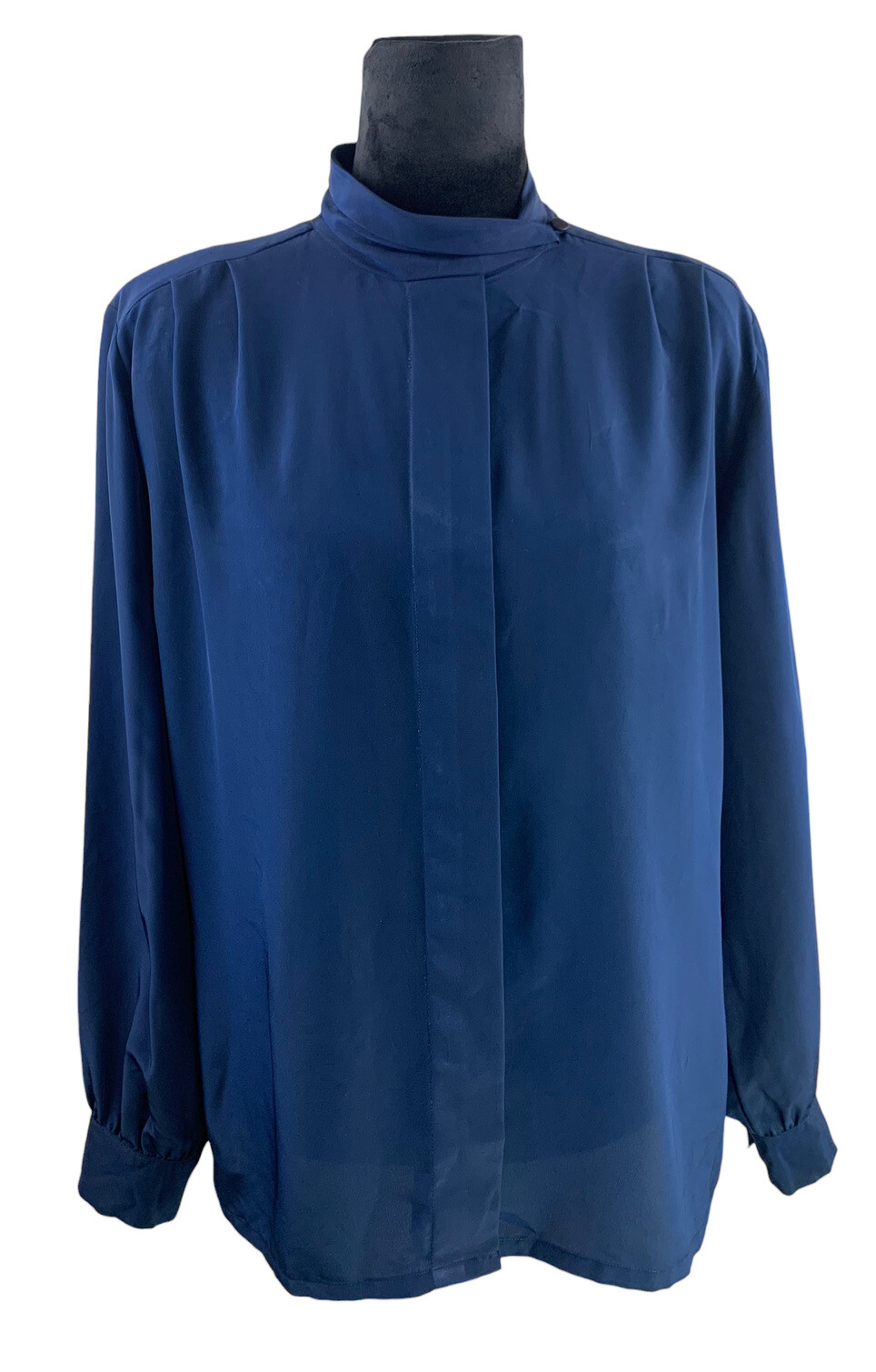 Pendleton Navy Blue Satin Long Sleeve Button Up Size … - Gem