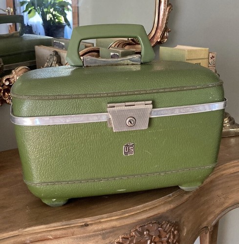 vintage US Luggage train case luggage Green | eBay