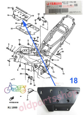 Yamaha YZF-R1 Frame Cover 1998-2001 OEM Genuine YZF R1 Holder Cap 4XV ...