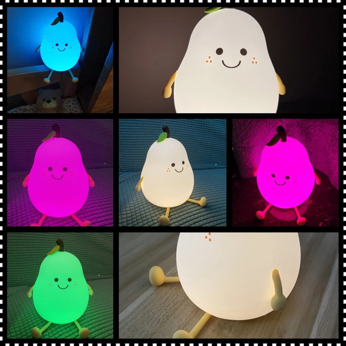 !Cute Pear Night Light Silicone Pear Nursery Lamp Baby Dimmable Bedside ...