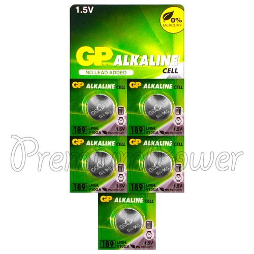 5 x GP Alkaline 189 batteries 1.5V LR54 AG10 389A LR1130 A120 Button ...