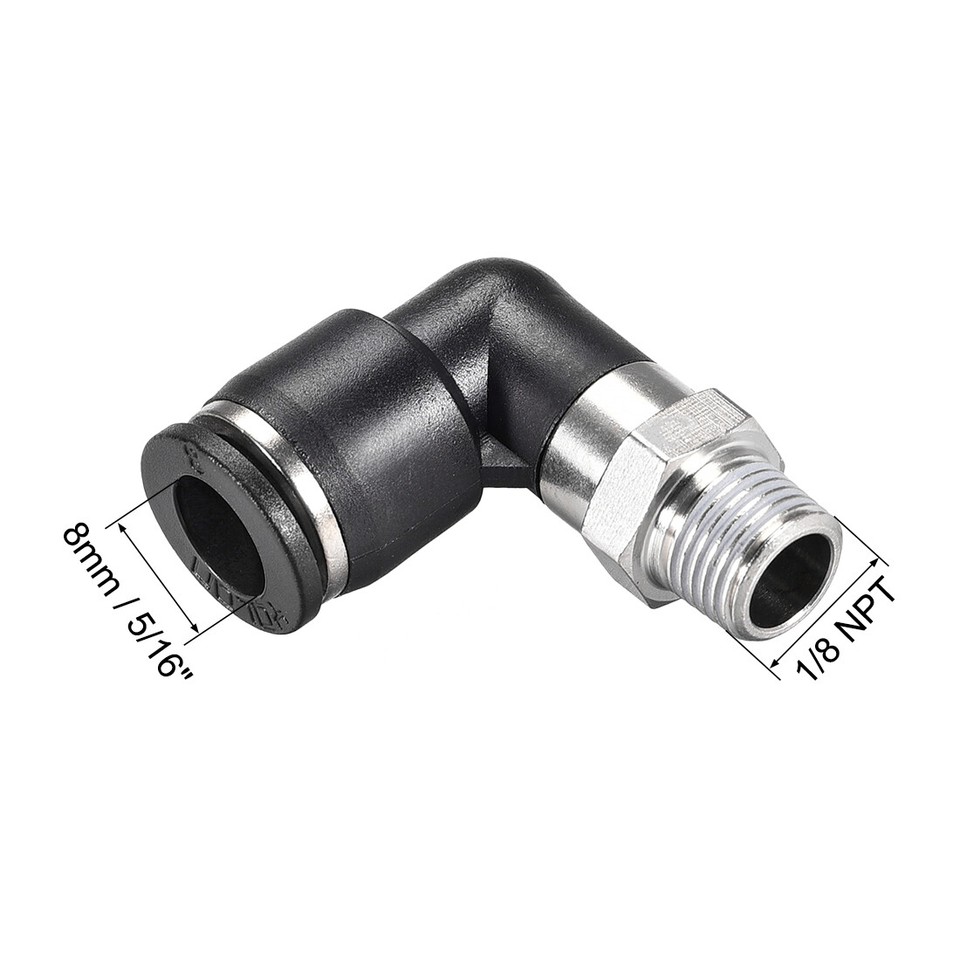 Push to Connect Tube Fitting Male Elbow 8mm Tube OD x 1/8 NPT Push Fit ...