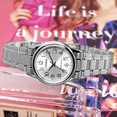 Casio Metal band Women Analog Wrist Watch silver New Original LTP-V002D ...