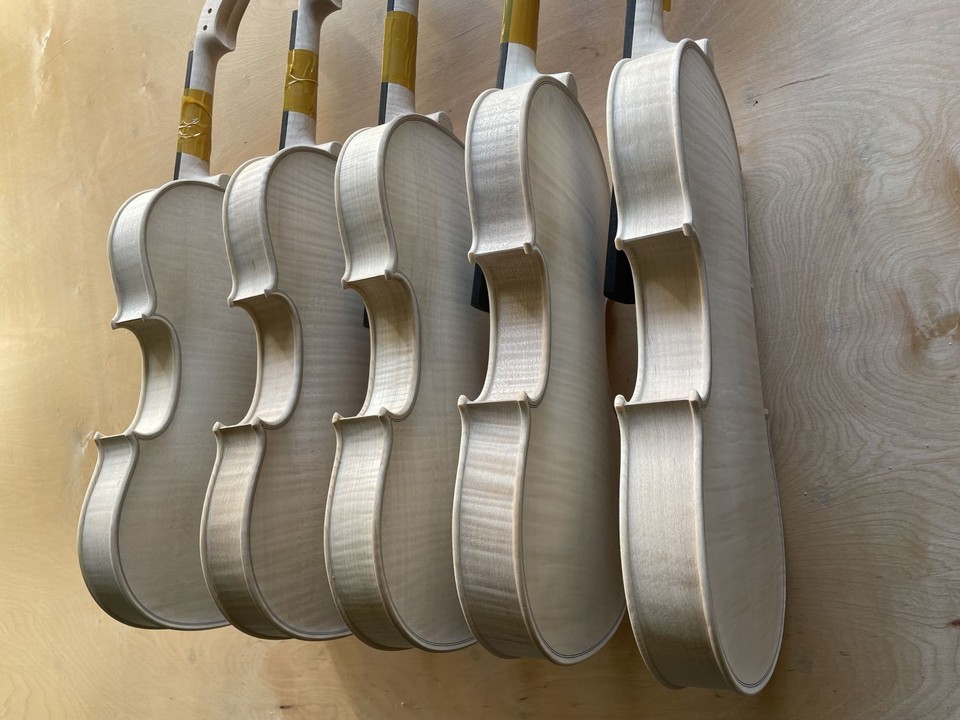 4/4 White violin unfinished violin kit master violin one piece flame ...