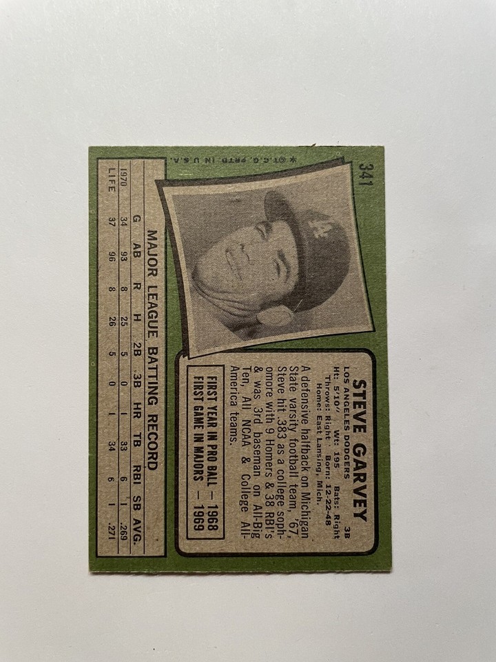 1971 TOPPS #341 STEVE GARVEY Rookie Card RC - NICE!!! LOOK!! | eBay