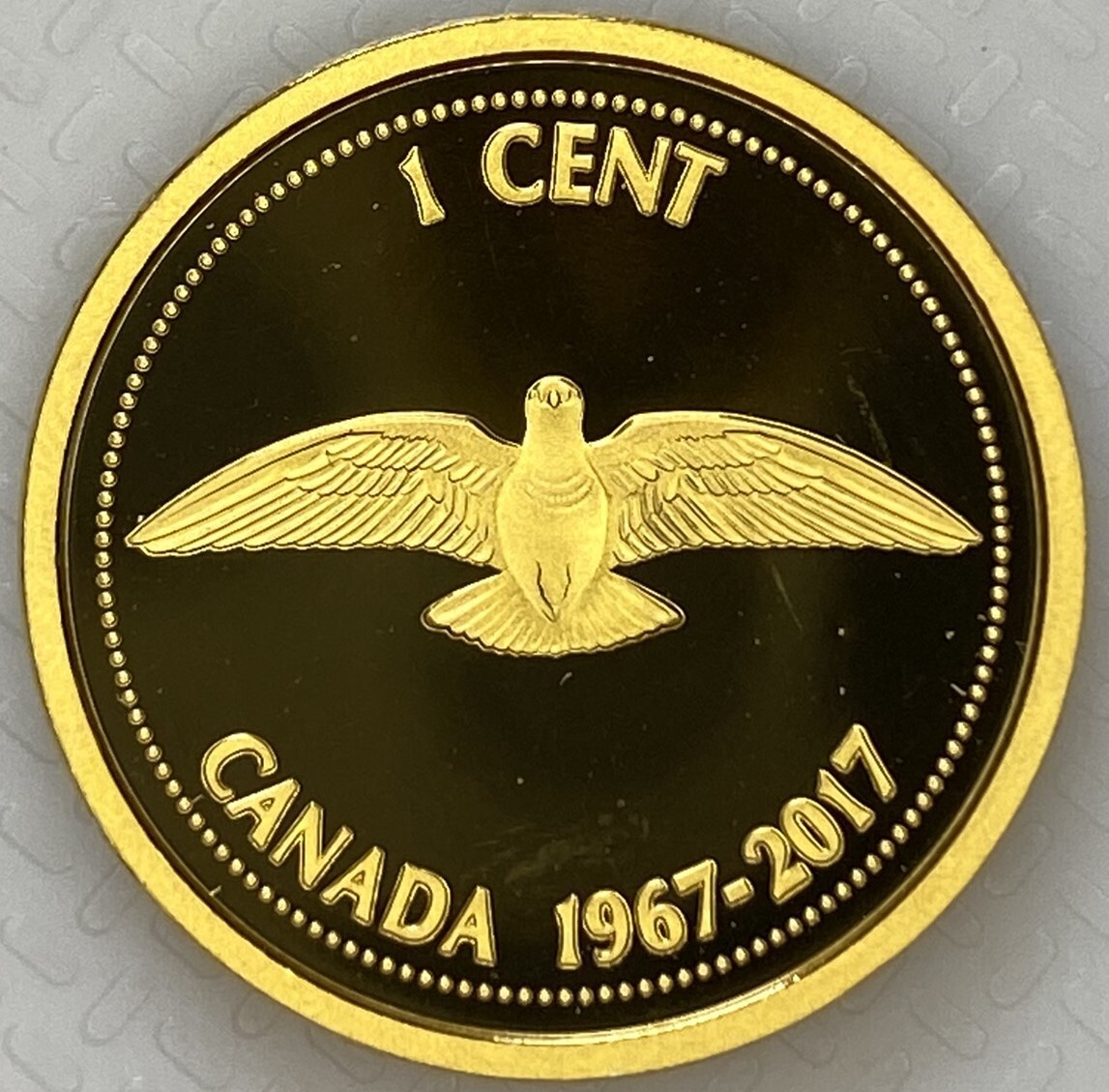 CANADA 1967-2017 1 CENT GOLD PLATED 99.99% PROOF SILVER CENTENNIAL ...