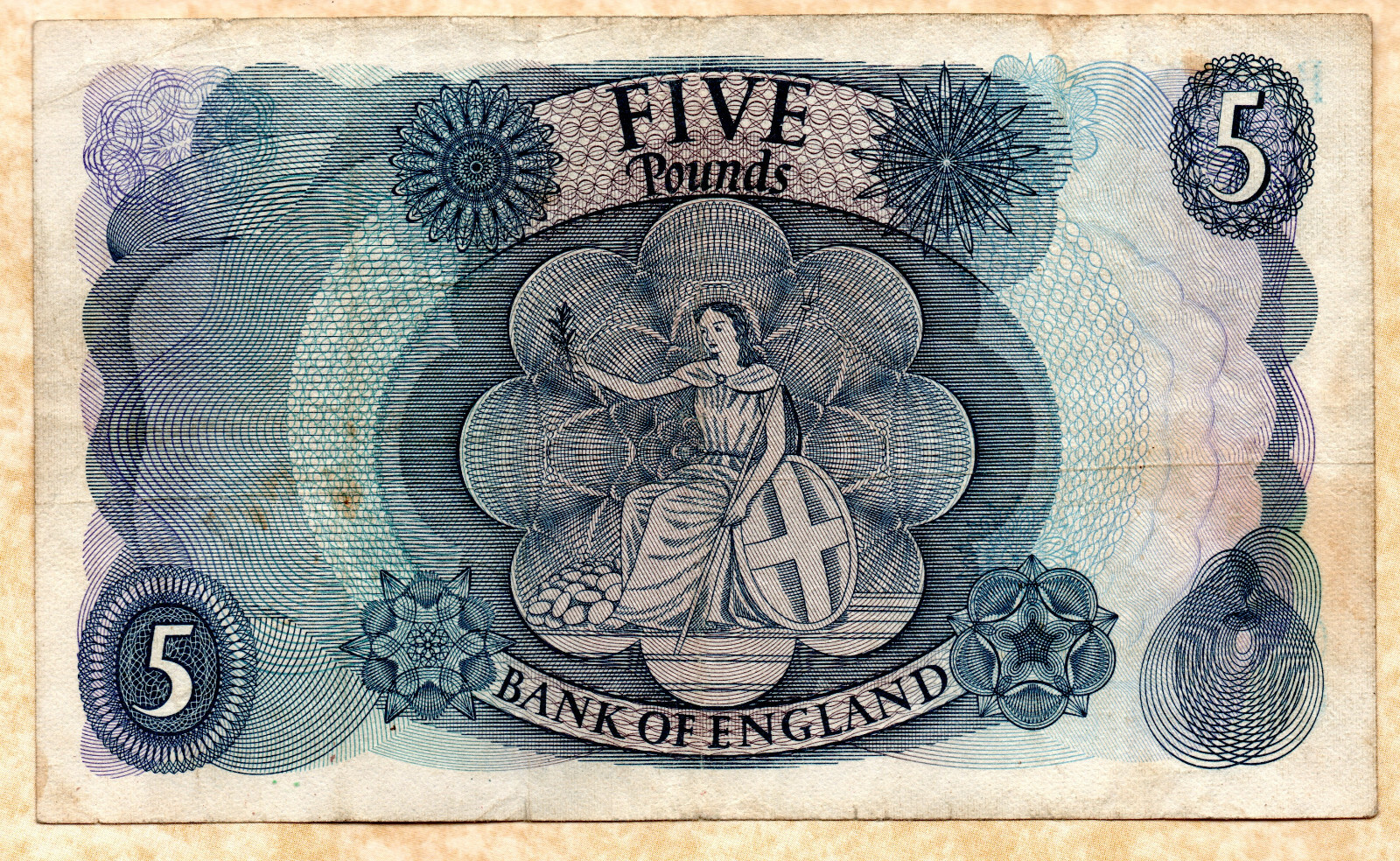 Real bank of england £5 five pound banknotes paper currency 1967 Fforde ...