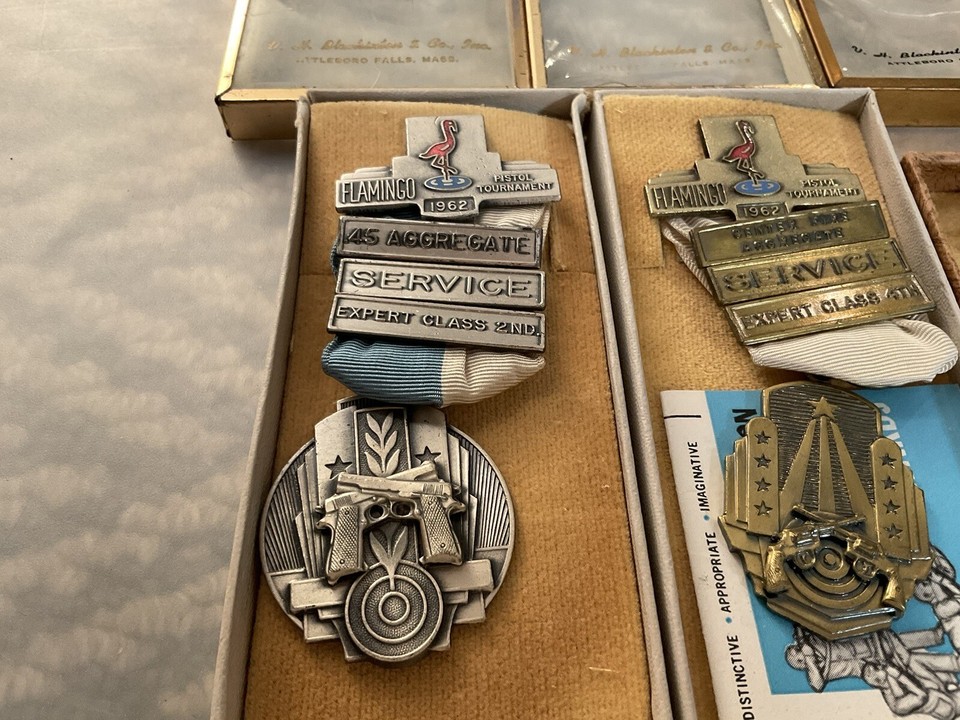 Vintage NRA Sharpshooter Shooting Gun MEDALS Flamingo Target Pistol | eBay