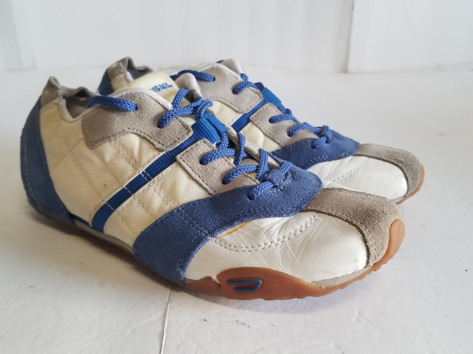 Diesel Hugo Men's Blue White Leather Suede Casual Sne… - Gem