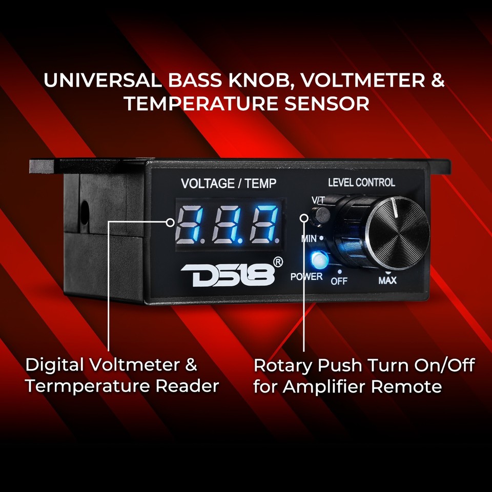 DS18 BKVTR Universal Bass knob with volt meter and temperature display ...