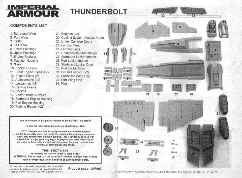 Thunderbolt Heavy Fighter Astra Militarum Imperial Navy Warhammer 40K ...
