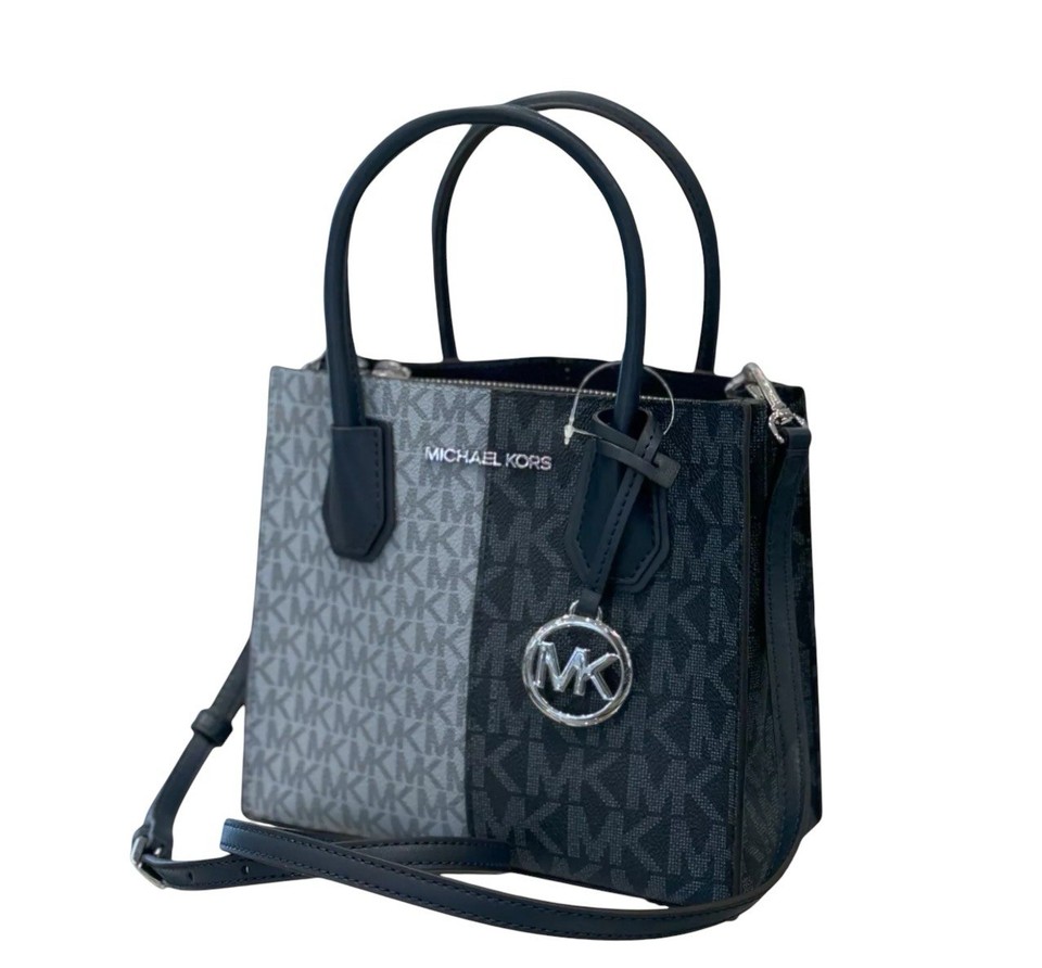 MICHAEL KORS MERCER MD SATCHEL SHOULDER MESSENGER BAG MK NAVY MULTI ...