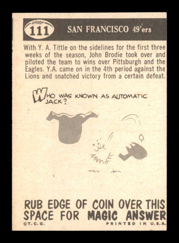 1959 Topps #111 49ers Pennant EX X2771024 | eBay