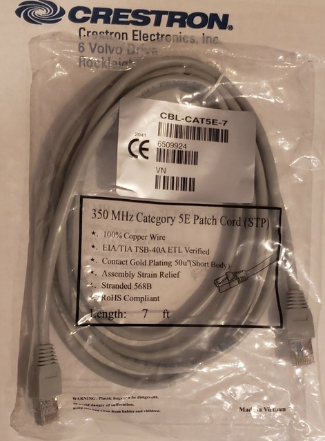(2) Crestron CBL-CAT5E-7 Shielded Patch Cable 6509924 7ft. for sale ...