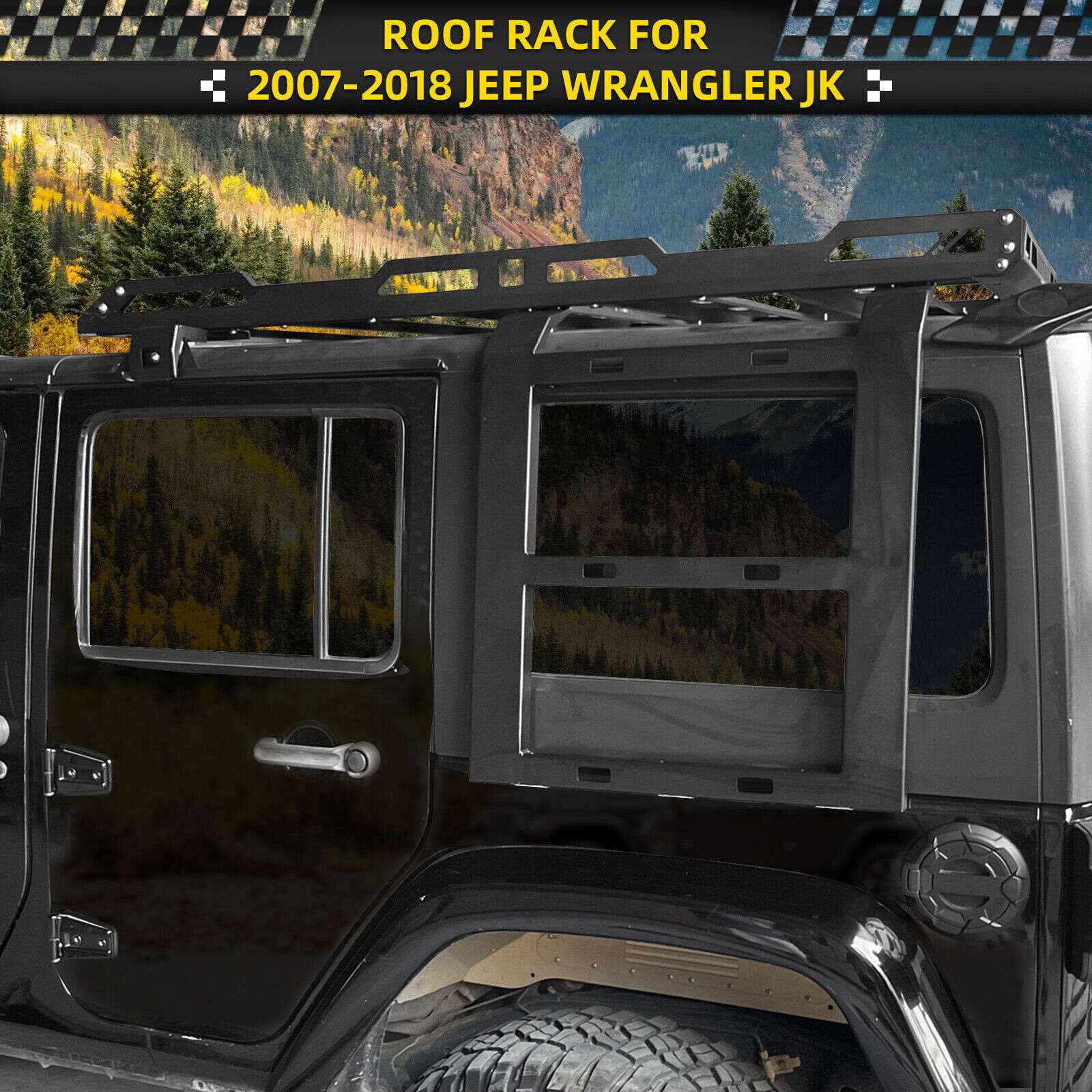 Roof Rack Cargo Carrier Basket + Ladders Fits Jeep Wrangler JK 4-Door ...