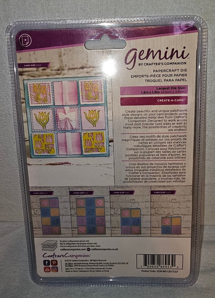 Gemini by Crafters Companion Papercraft Die Tulip Patchwork Create A ...