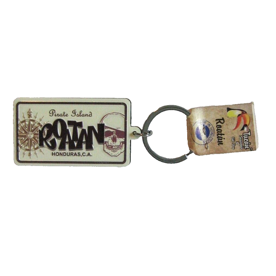 Roatan Honduras Souvenir Keychain License Plate Pirate Island Compass ...