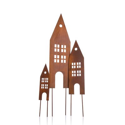 3x Gartenstecker Roststecker Garten Deko für draußen in Rostoptik 3 ...