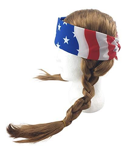 Willie Braided Wig with Bandana - Hillbilly Country Red Neck Cowboy ...
