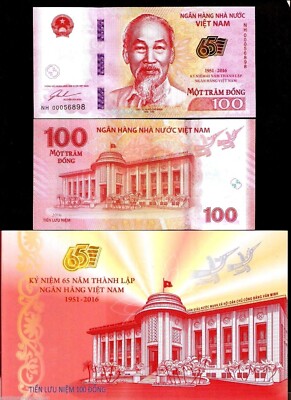 Vietnam 100 DONG P-125 2016 Commemorative 65th Any UNC Vietnamese ...