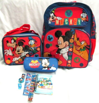 MICKEY MOUSE&FRIENDS 16" BACKPACK,INSULATED LUNCHBOX,PENCIL CASE ...
